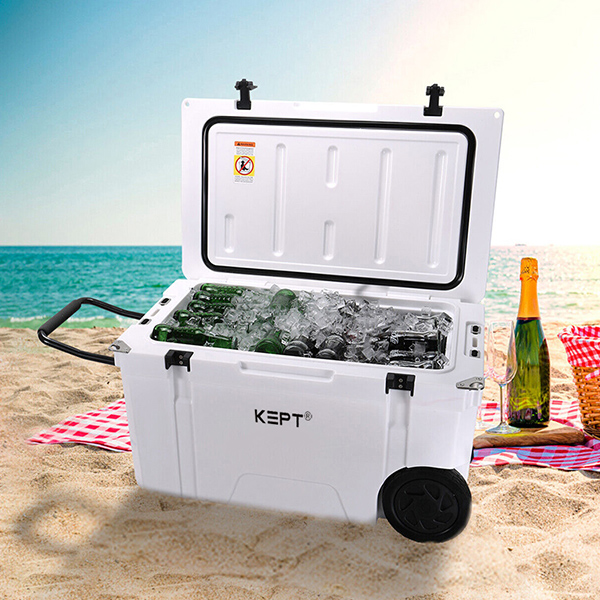 65QT wheeled rotomolded Ice cooler box white color,Rotomolded Wheeled ...